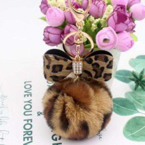 Accessories | Leopard Print Keychain With Gold Accents | Poshmark